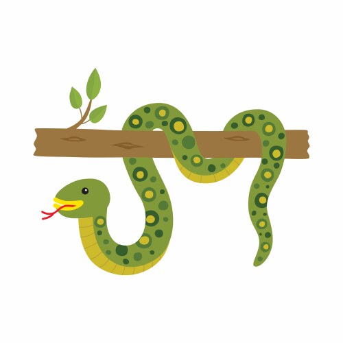 Cute green snake cartoon on tree Royalty Free Vector Image