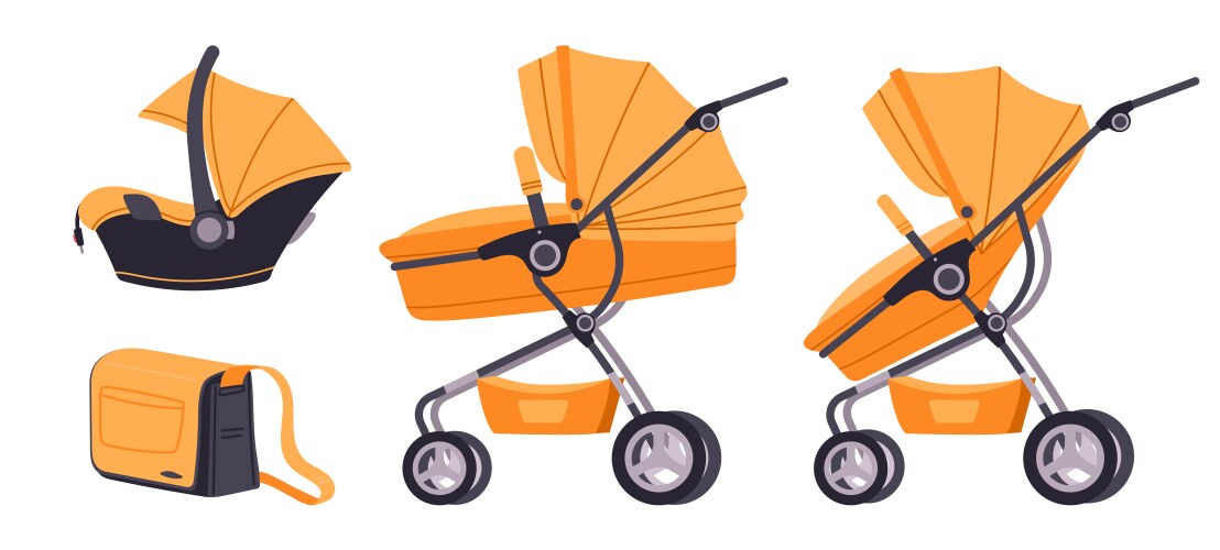 Twins stroller cartoon baby double pushchair Vector Image