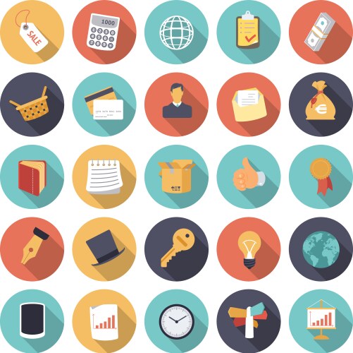 Business icon set software and web development Vector Image