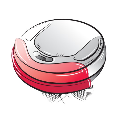 Drawing red robotic vacuum cleaner Royalty Free Vector Image