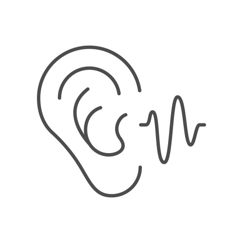 Ear with sound waves line icon hearing Royalty Free Vector