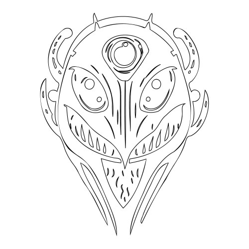 Monster alien outline sketch Royalty Free Vector Image