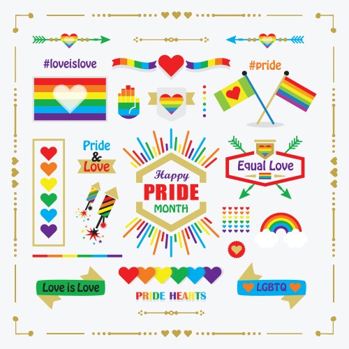 Happy pride month set banners for lgbtq Royalty Free Vector