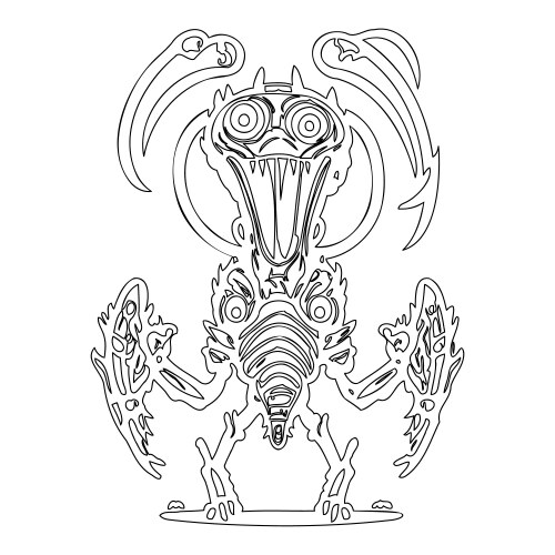 Monster alien outline sketch Royalty Free Vector Image
