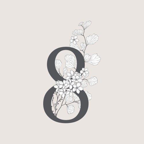 Hand drawn floral number eight monogram Royalty Free Vector