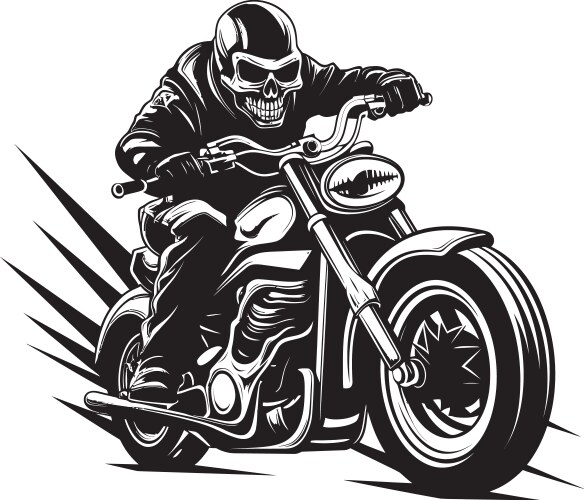 Death ride skeleton riding motorcycle black logo Vector Image