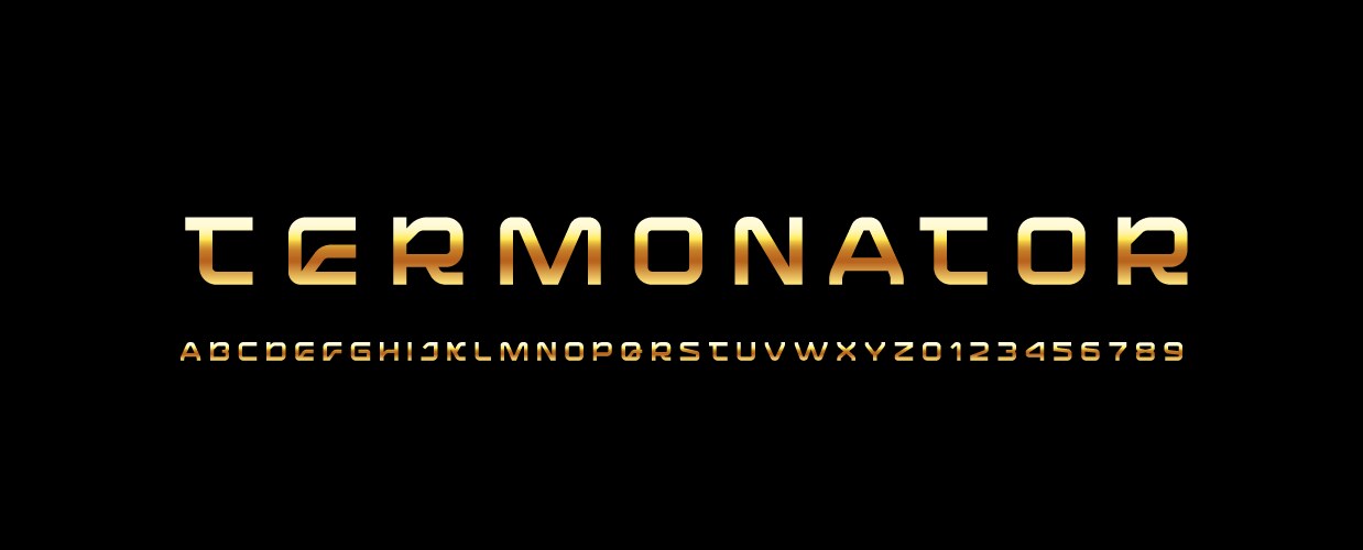 Technical future gold font digital cyber alphabet Vector Image