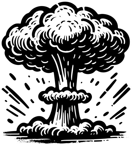 Nuclear explosion mushroom cloud drawing Vector Image