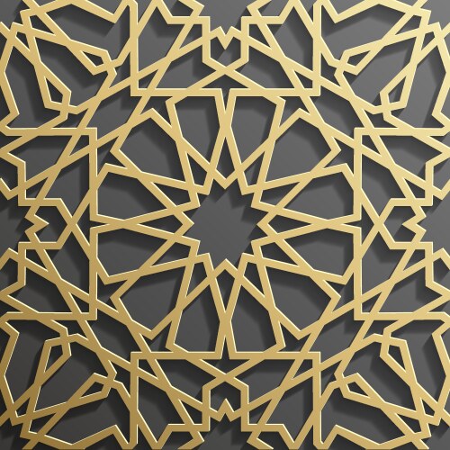 Islamic 3d golden origami round ornament Vector Image