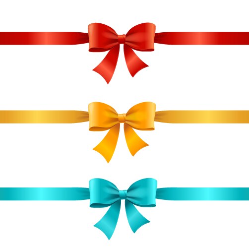 Bows with ribbons of cool colors Royalty Free Vector Image