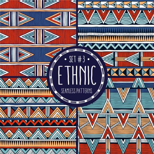 Set of 8 primitive geometric patterns tribal Vector Image