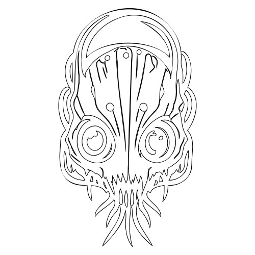 Monster alien outline sketch Royalty Free Vector Image