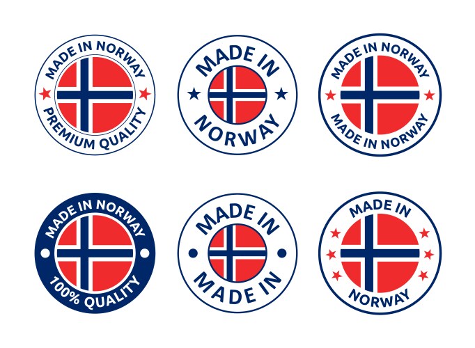 Set of made in norway labels and ribbons Vector Image