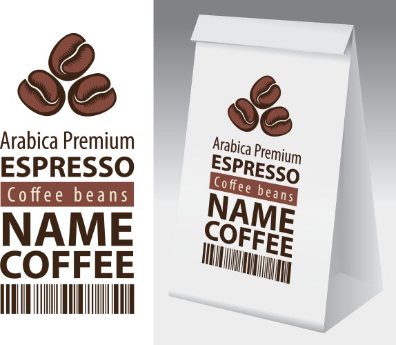 Coffee package with text and branch Royalty Free Vector