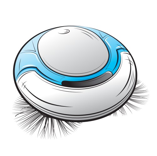 Drawing red robotic vacuum cleaner Royalty Free Vector Image