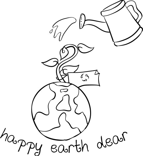 Happy earth day with tree hand draw Royalty Free Vector
