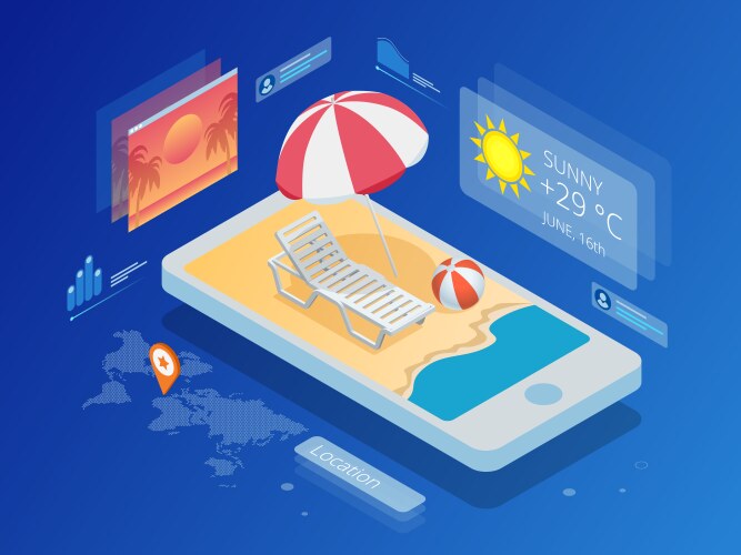 Isometric current weather condition Royalty Free Vector