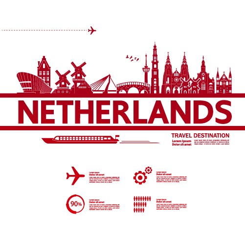Netherlands travel stickers patches badges Vector Image