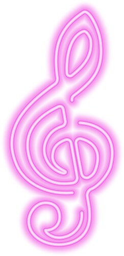 Pink neon treble clef Royalty Free Vector Image