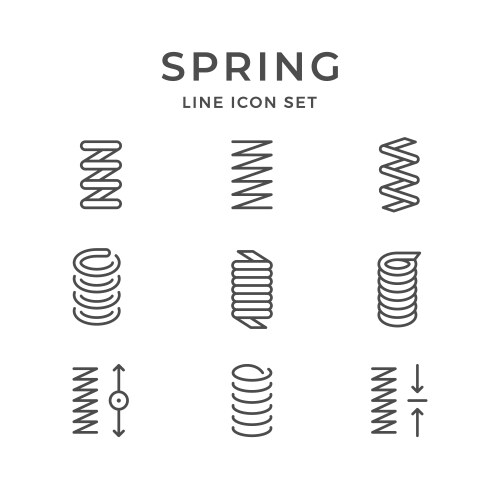 Metal springs spiral lines coil shapes isolated Vector Image