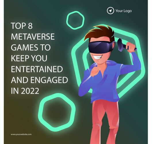 Metaverse game p2e vr concept with man character Vector Image