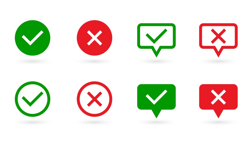 Accept and reject 3d render buttons tick Vector Image