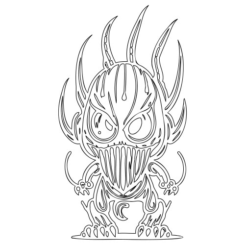 Monster alien outline sketch Royalty Free Vector Image