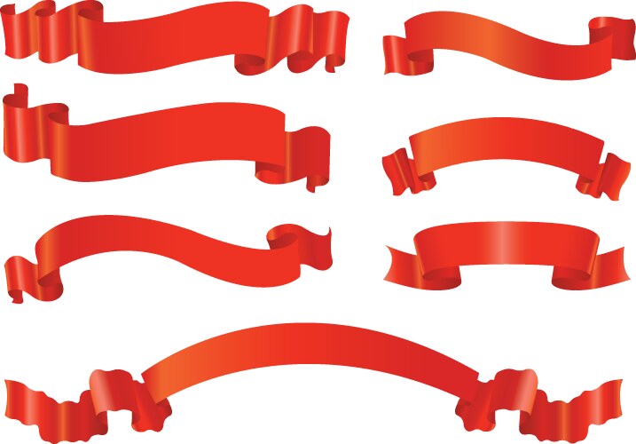 Big red ribbons set Royalty Free Vector Image - VectorStock