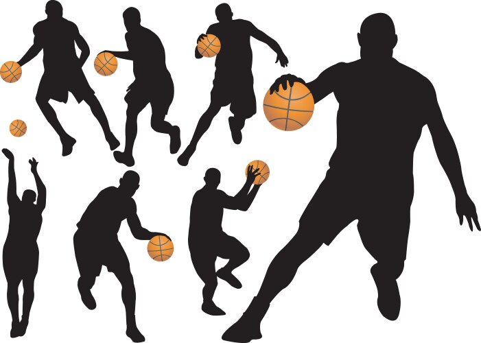 Basketball player shooting retro collection Vector Image