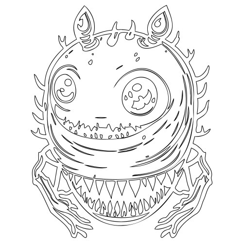 Monster alien outline sketch Royalty Free Vector Image