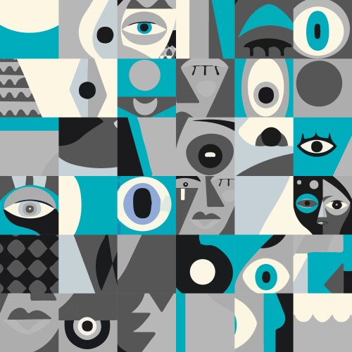 Abstract faces pattern Royalty Free Vector Image
