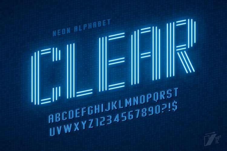 Neon light alphabet extra glowing futuristic type Vector Image