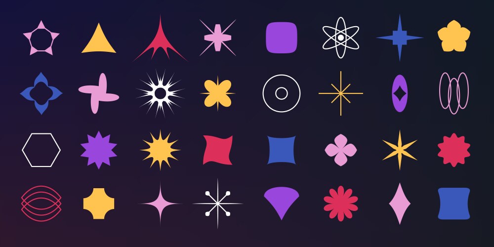 Colorful silhouette shapes collection Royalty Free Vector