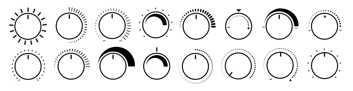 Adjustment dial rotary dials with round scale Vector Image