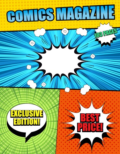 Comic book cover template Royalty Free Vector Image