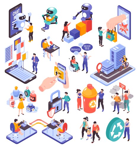 Isometric global consumer trends infographic set Vector Image