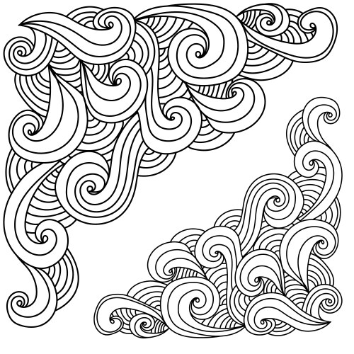 Zen doodle corners with curls and spirals Vector Image