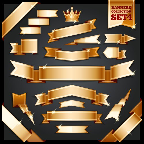 Gold ribbon and banner Royalty Free Vector Image