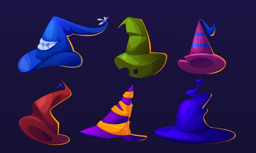 Witch hats set isolated on background Royalty Free Vector