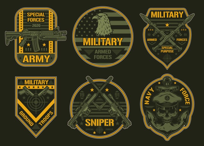 Special unit military emblems graphics Royalty Free Vector