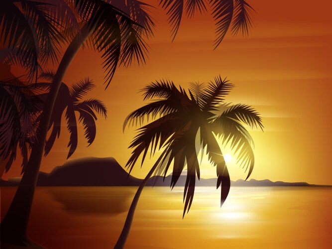 Sunset background on beach Royalty Free Vector Image
