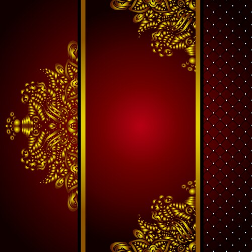 Golden frame on red background Royalty Free Vector Image