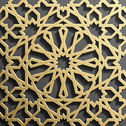 Islamic 3d golden origami round ornament Vector Image