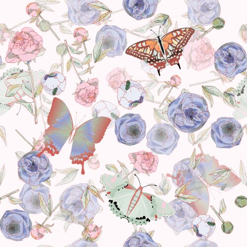 Butterfly and leaves stems inflorescences Vector Image