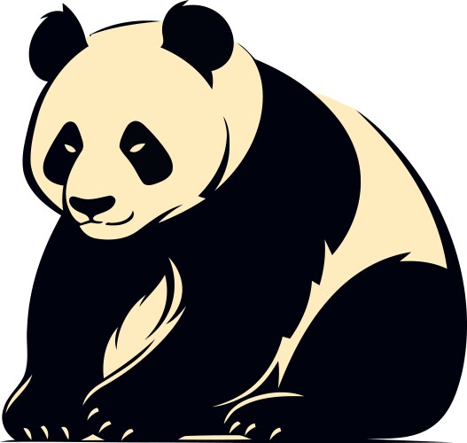 Sitting panda rear view Royalty Free Vector Image
