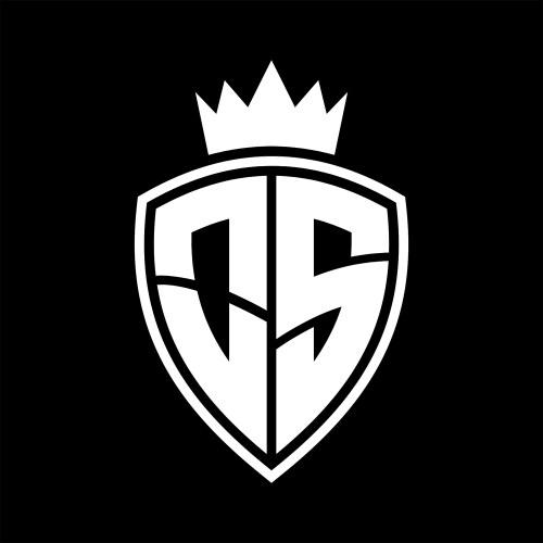 Os letter monogram shield and crown outline shape Vector Image
