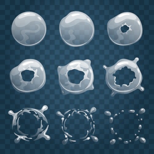 Burst bubbles key frames transparent deformed Vector Image