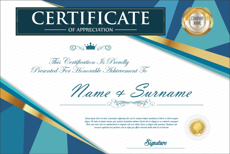 Modern certificate template with elegant border Vector Image