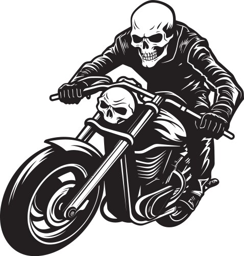 Death ride skeleton riding motorcycle black logo Vector Image
