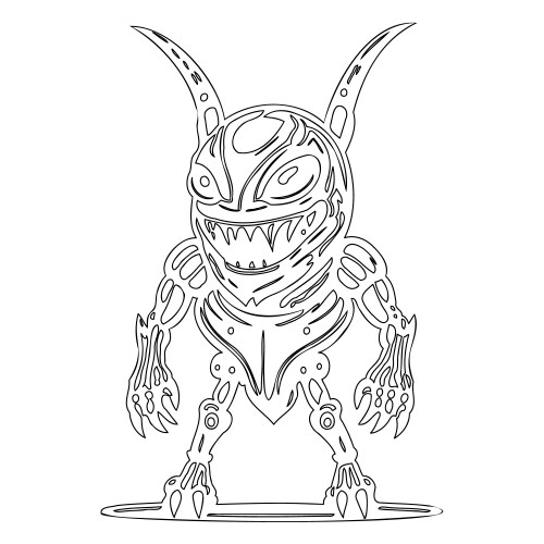 Monster alien outline sketch Royalty Free Vector Image